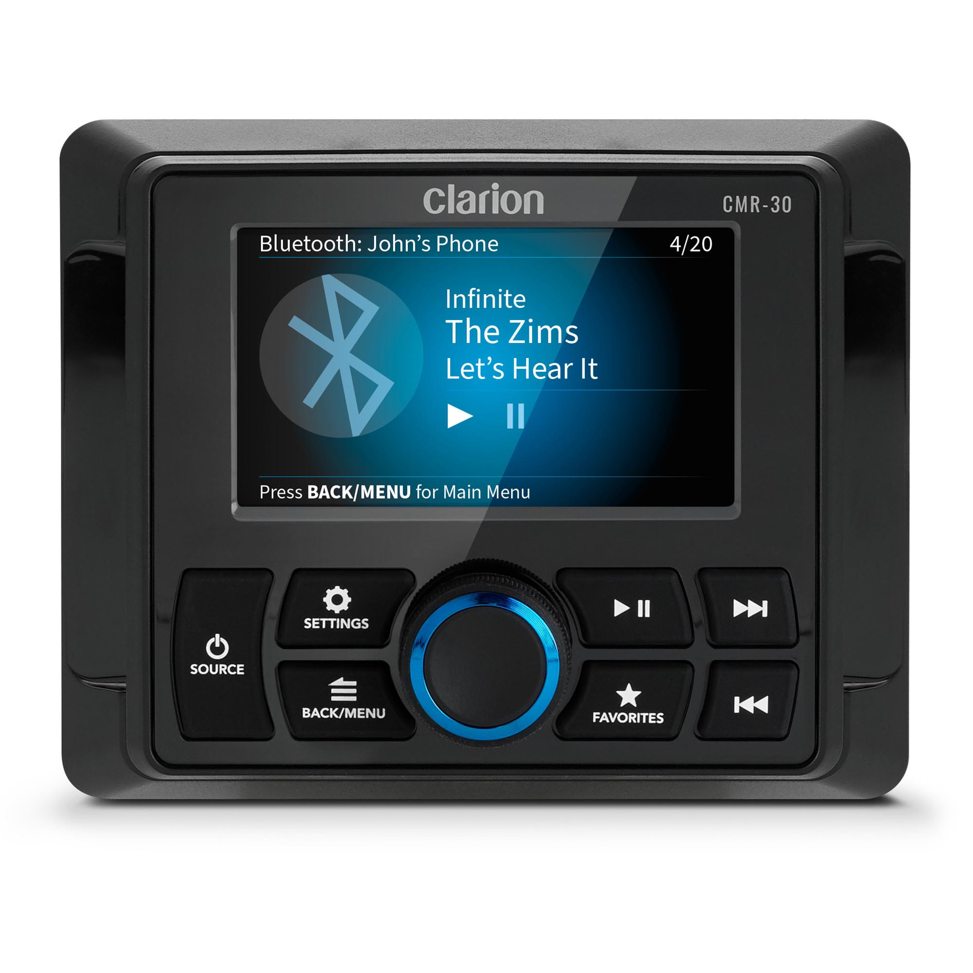 Clarion CMR-30 Wired Marine Remote with 3" Full-Color LCD Display, IP67 ...