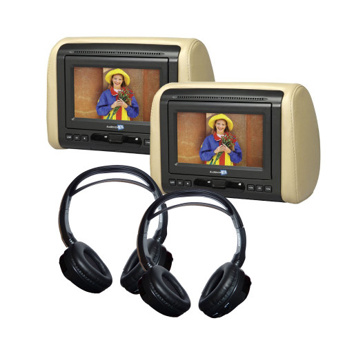 (2) 7" DVD Headrest Monitor Systems with (2) Headphones - Creative Audio