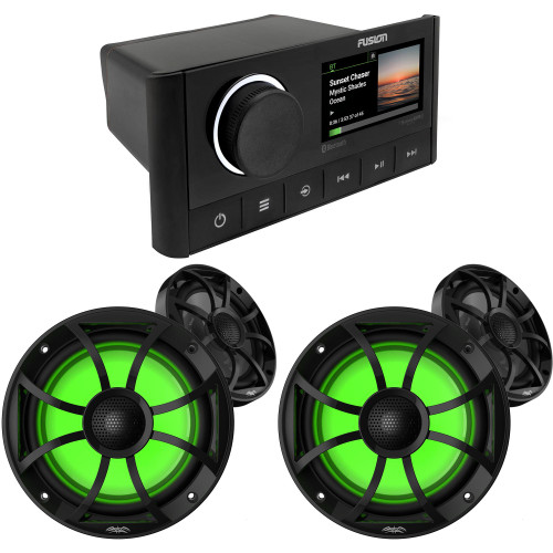 Fusion MS-RA670 Marine Receiver with 2 Pairs Wet Sounds Recon6-BG-RGB 6 ...