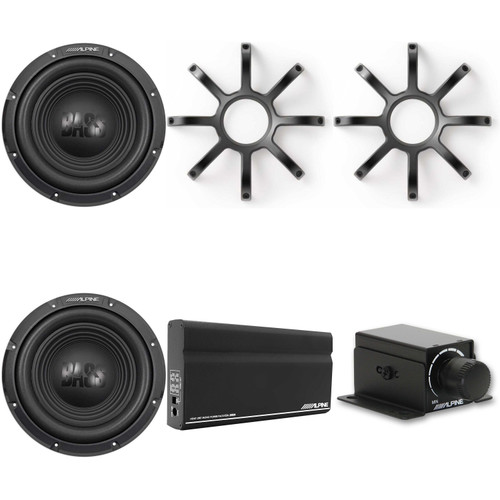 Alpine (2) W10S4 10-Inch Bass Subwoofer w/ Grills, KTA-200M Mono ...