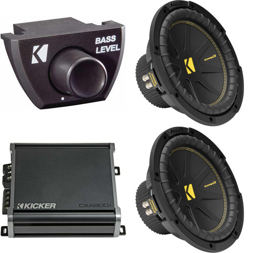 Kicker (2) 50CWCD104 CompC 10" Subwoofer, Dual 4-Ohm with CXA8001 Amp ...
