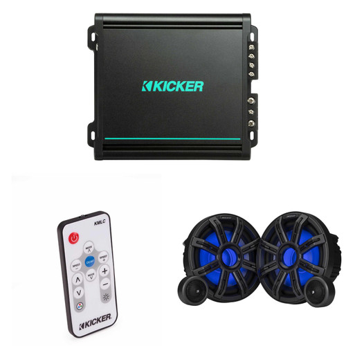 Kicker Premium Marine 8" Component Speaker and Amplifier bundle ...