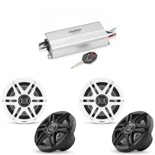 Clarion Marine 4 Channel Amp & (2) CMS-651-SWB 6.5" Boat Audio Upgrade ...