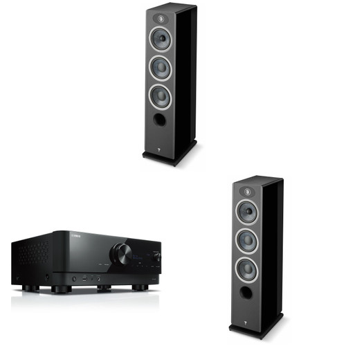 Focal Vestia No2 Black Floorstanding Speakers (2x) with AV Receiver RX ...
