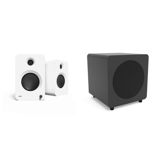 Kanto Ren Powered Speaker System (white) And SUB8 Powered 8in Subwoofer ...