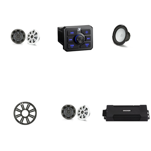 Kicker Power Sports Bundle, Bluetooth Source, 5 Channel Amp, 10 ...