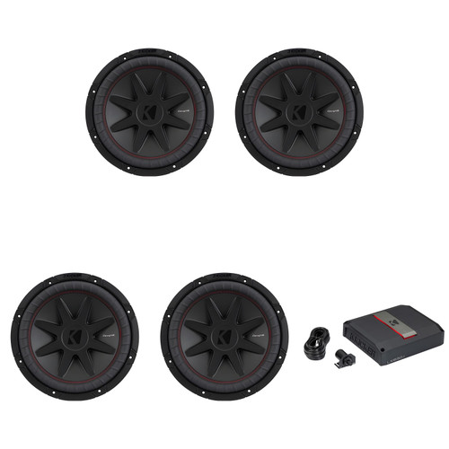 Kicker 12 Inch CVR Woofer (4) 52CVR122 Package with 51LX16501 Amplifier ...