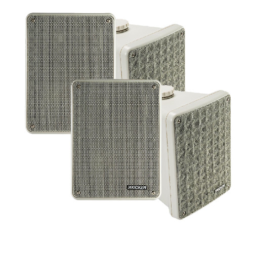 Kicker KB6 Indoor Outdoor Patio Speaker Bundle in Gray- 4 Speakers ...