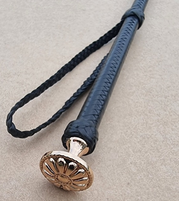 Plaited Leather Whip with Rose Gold Topper & Wrist Loop - roxijaccessories
