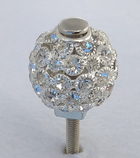 Rhinestone Sphere Hacking Cane/Show Cane/Whip Topper - Silver ...