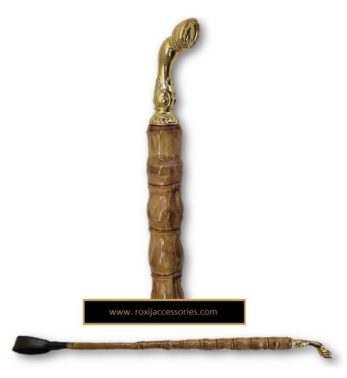 Lead Rein/ First Ridden Cane - Teak Bamboo Cane with Gold Horse Hoof ...