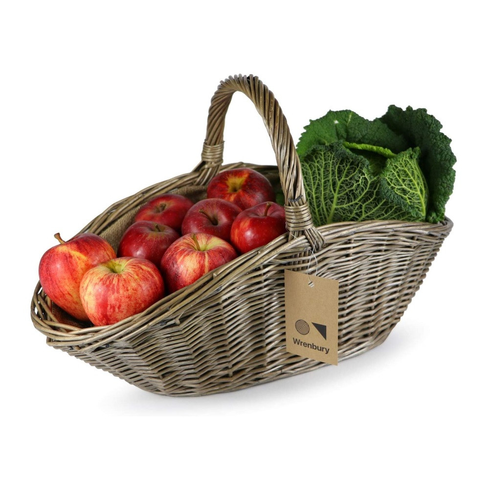 Large Wicker Garden Veg Trug with Hessian Lining