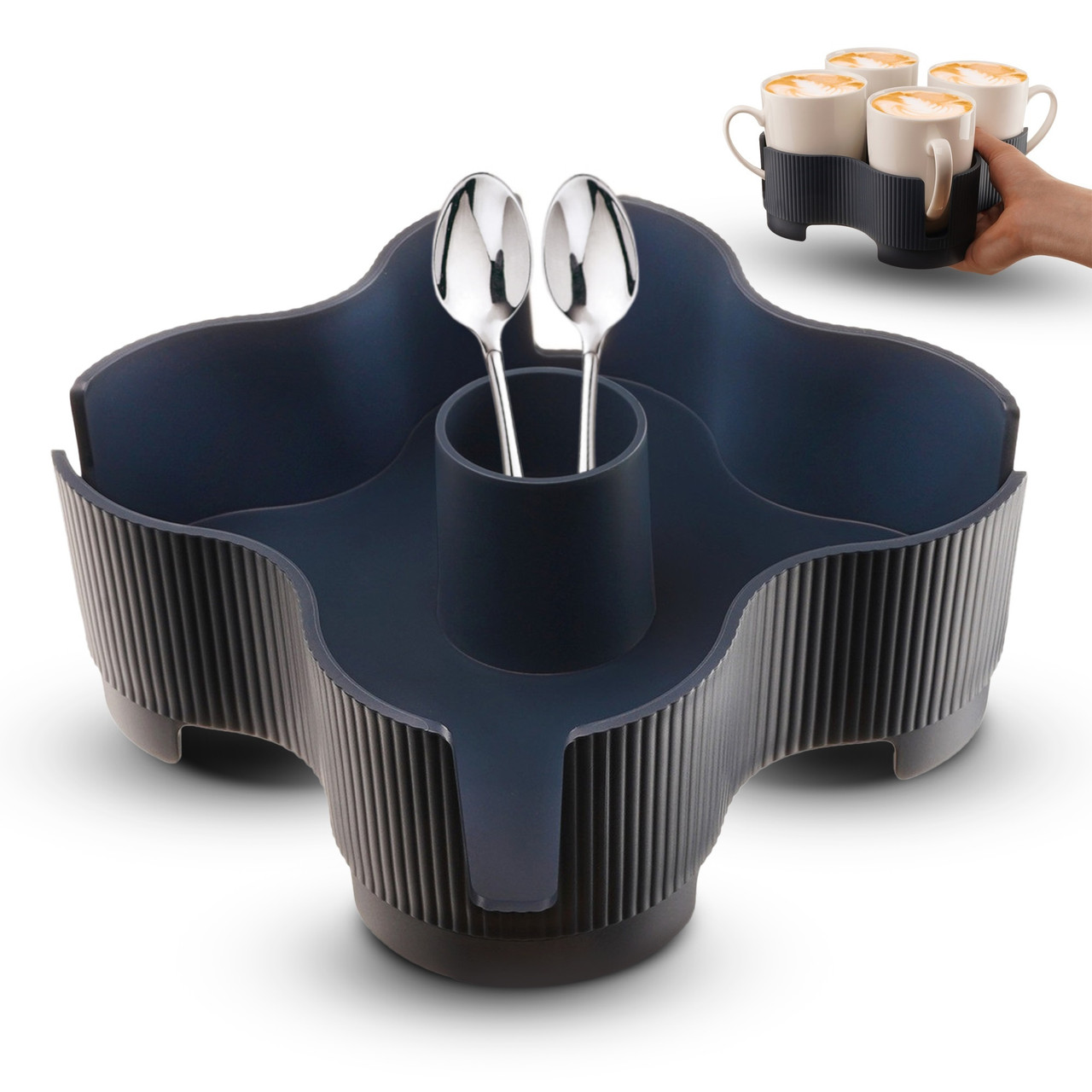 Lightweight No Slip Non Spill Cup Holder for 4 Mugs
