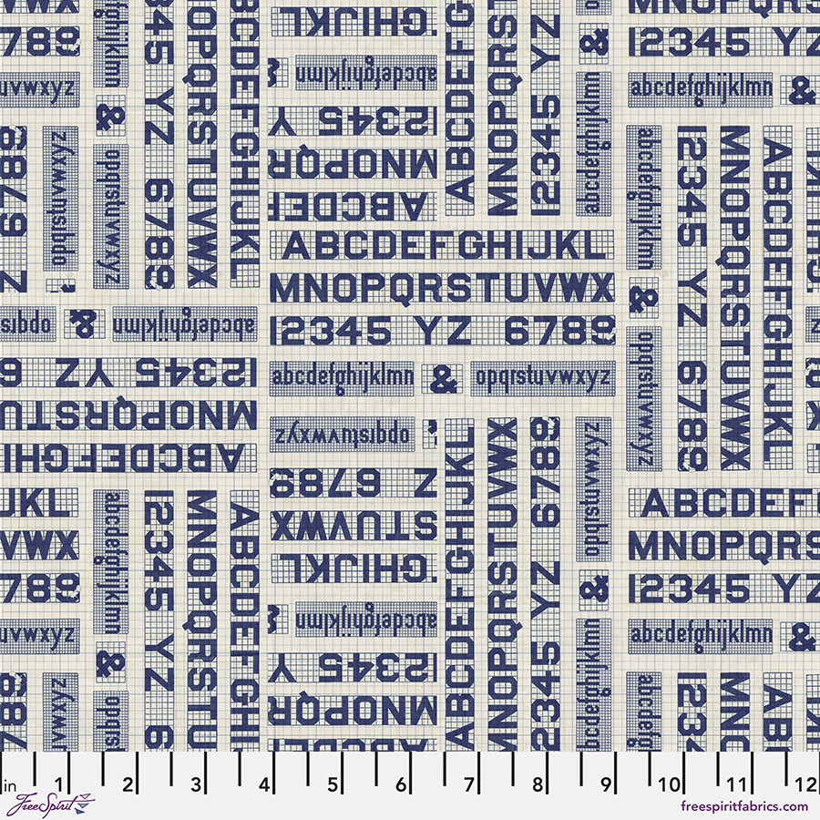 Indigo Typography - Indigo || Tim Holtz Palette Indigo - FreeSpirit Fabrics