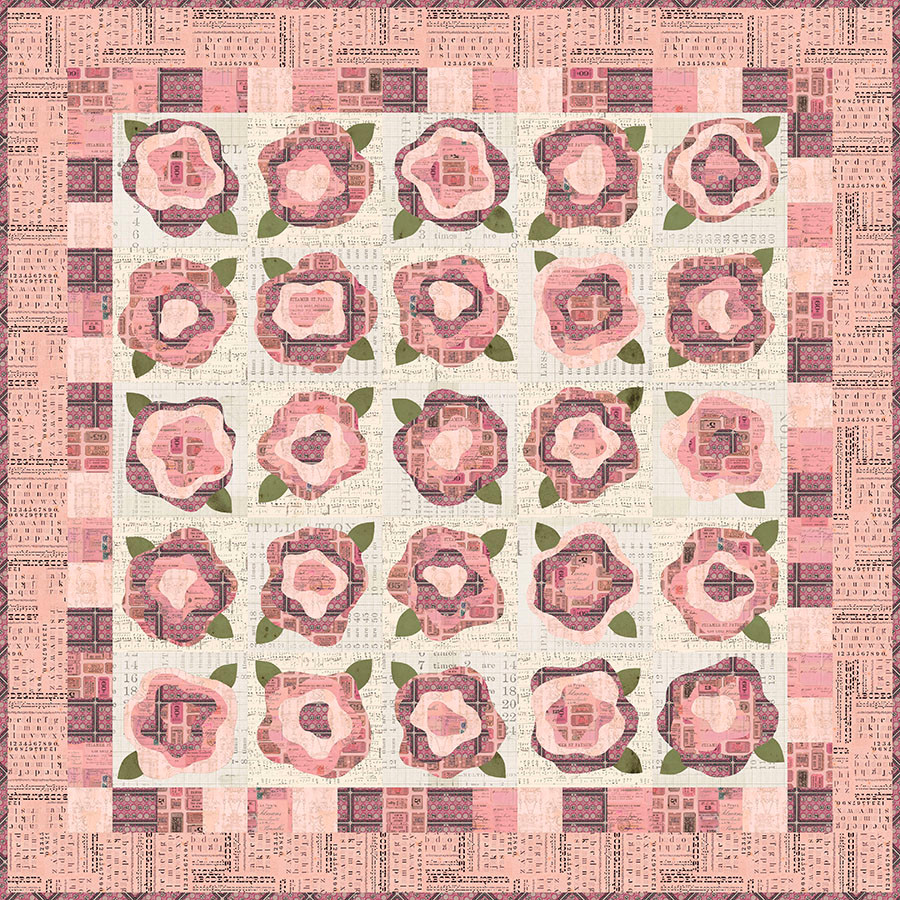 Tim Holtz Palette Pink -French Roses Quilt - FreeSpirit Fabrics