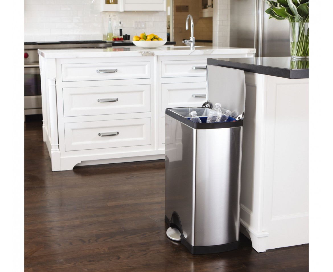 simplehuman Stainless Steel Rectangular Duo Recycle Pedal Bin