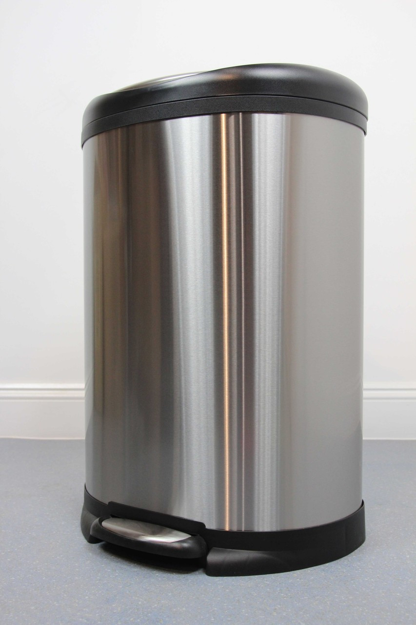 50L Round Brushed Stainless Steel Pedal Bin with Soft Close Lid ...