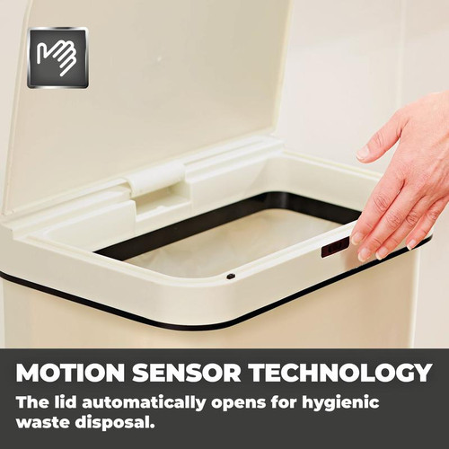 Tower 50L Rectangular Sensor Bin Cream - Laundry Company