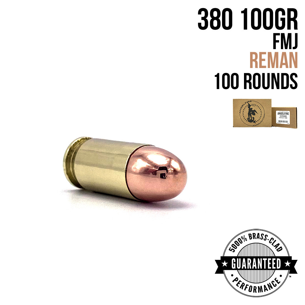 380 - 100GR - FMJ - REMAN - MINI CASE - 100 | AngelFire Ammo