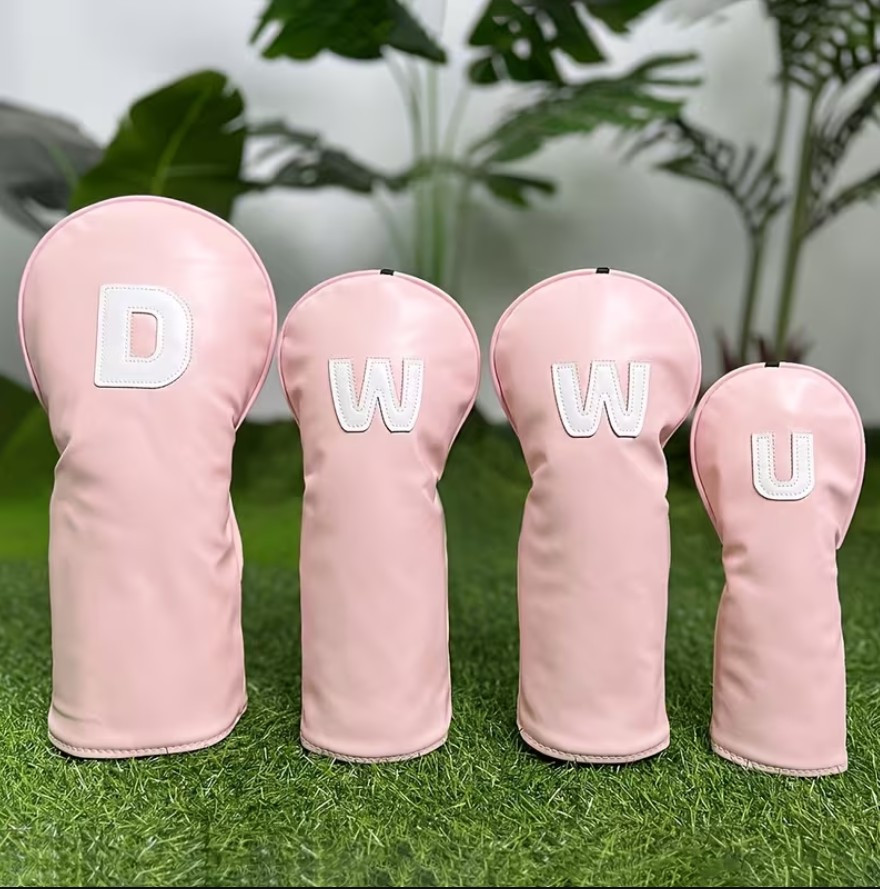 Pink PU Leather Golf Headcovers
