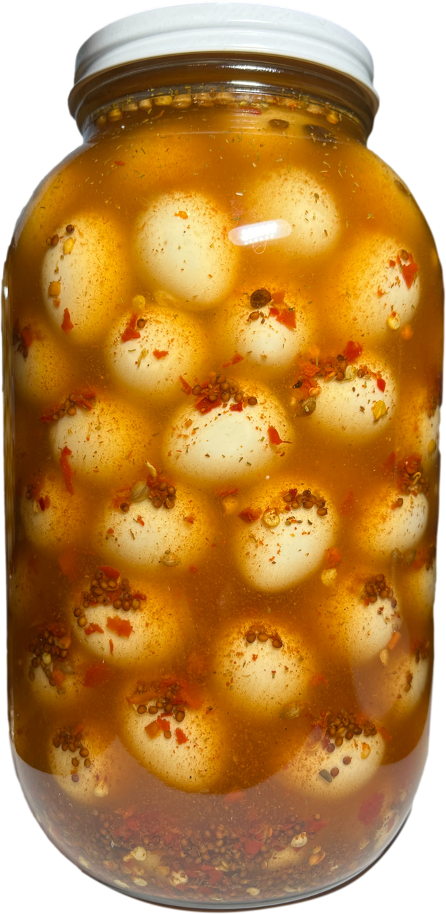 Cajun Style Pickled Quail Eggs Half Gallon