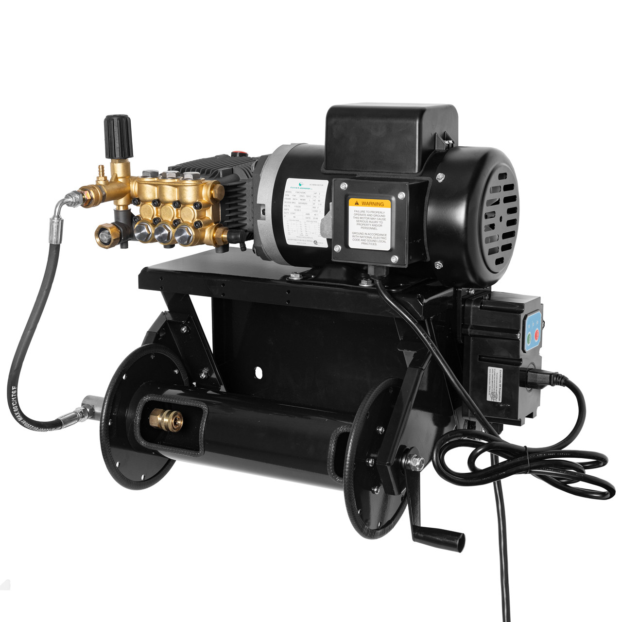 Canpump Pressure Washer: Wall-Mount w/ Hose Reel, 2 hp Half-Speed Motor ...