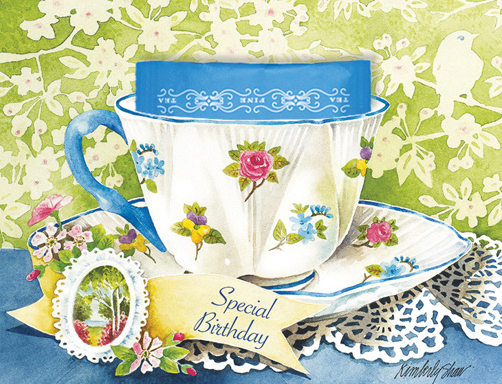 Happy Birthday Teacup Greeting card with a delicious Jasmine Tea bag ...