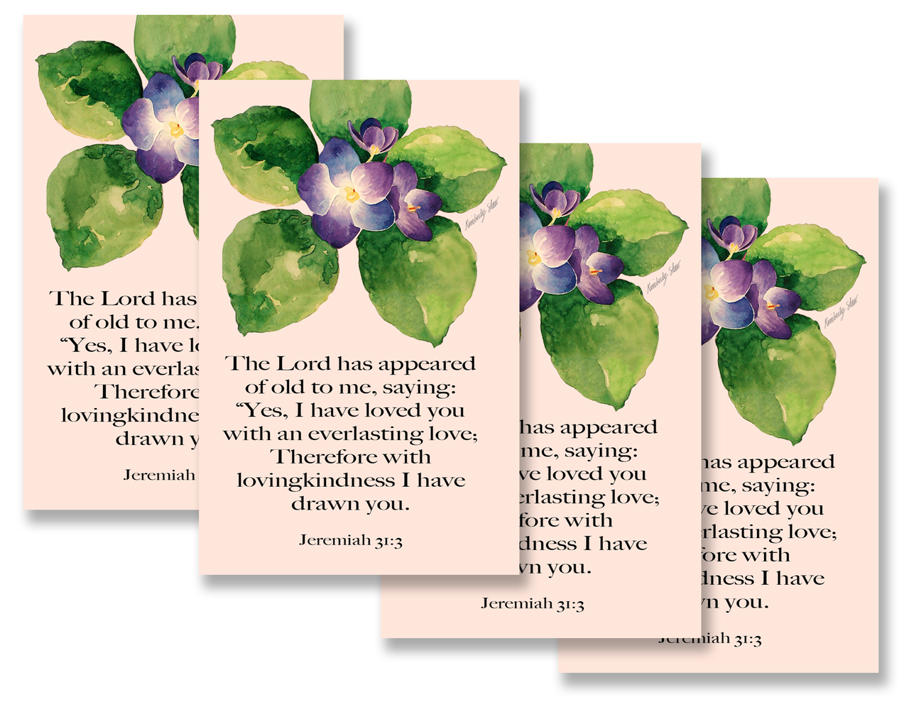 4 Violet Scripture Cards
