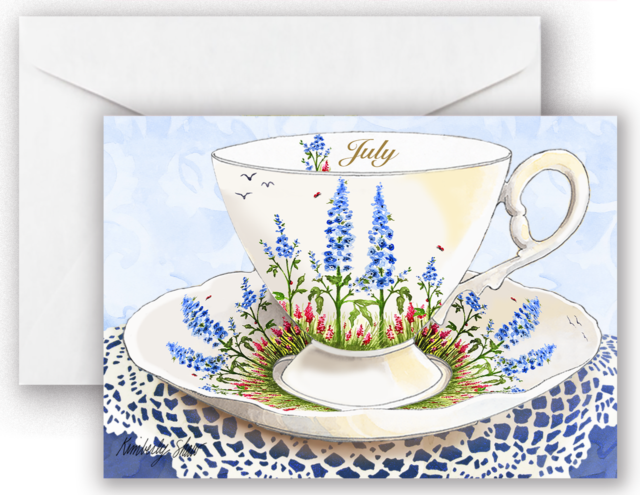 July Teacup Notecard