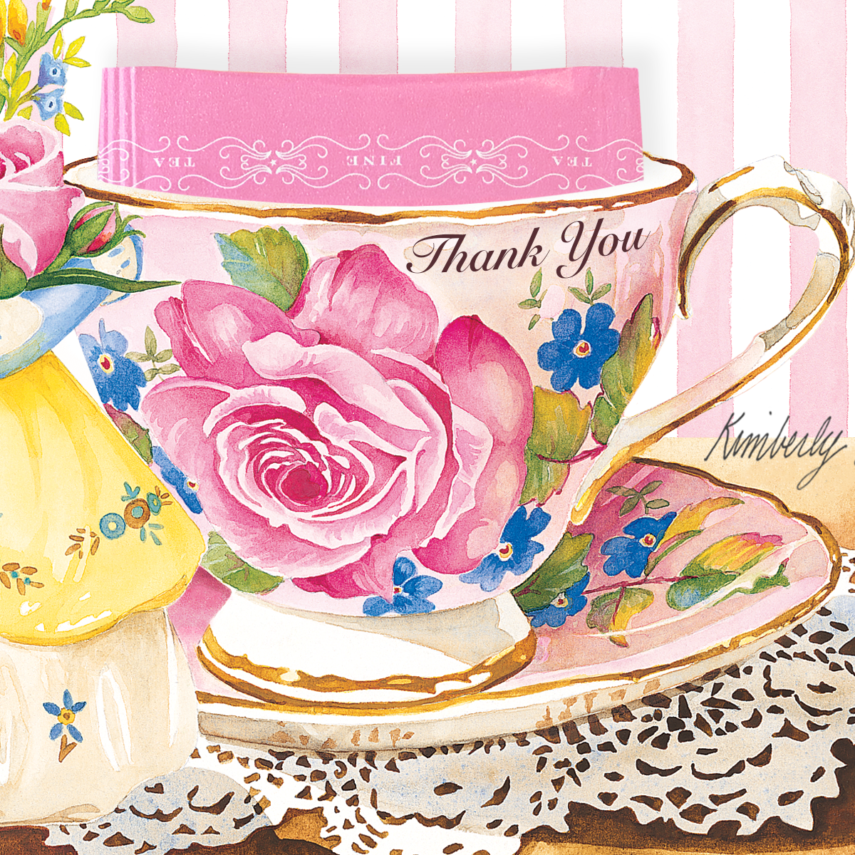 Rose Thank You tea card - KimberlyShawGraphics.com