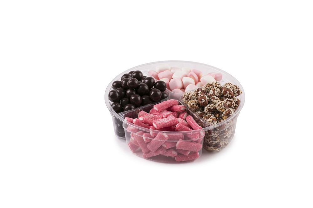 Candy Platter 4 Section Pink-7" - Confection Collection