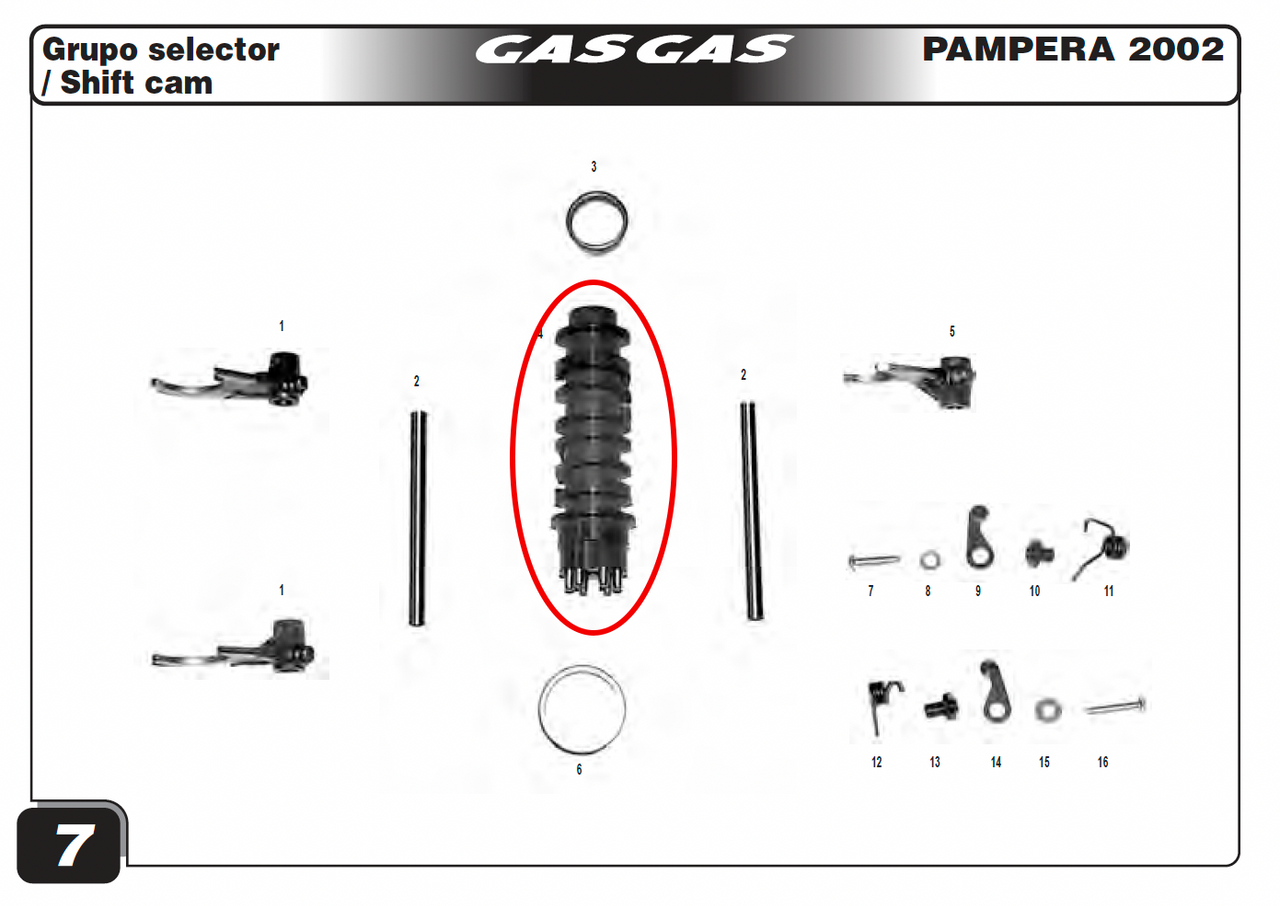 Gas Gas Gear Selector Barrel, For TXT and Pampera