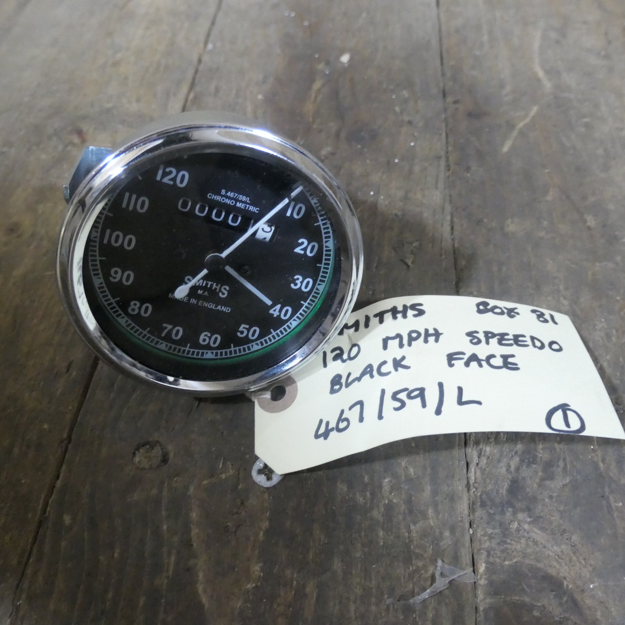 Smiths Black Faced Speedometer, 120 MPH, 467/59/L