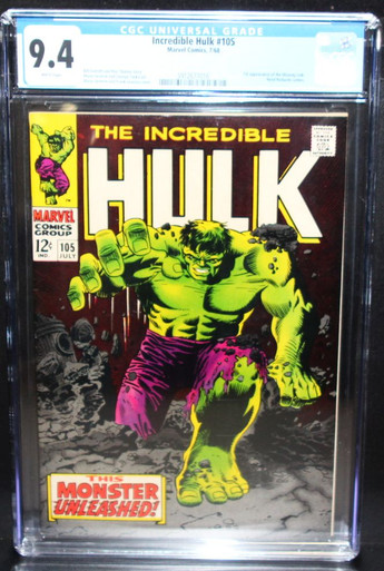 Incredible Hulk #105 - CGC 9.4 High Grade Silver Age Marvel Comics ...