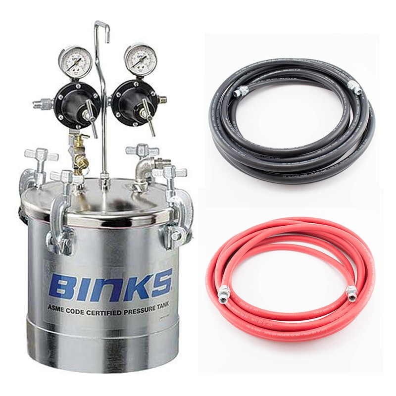 Binks 98-1229 2.8 Gallon Pressure Pot, Stainless Lid, 2 Regulators, 25 ...