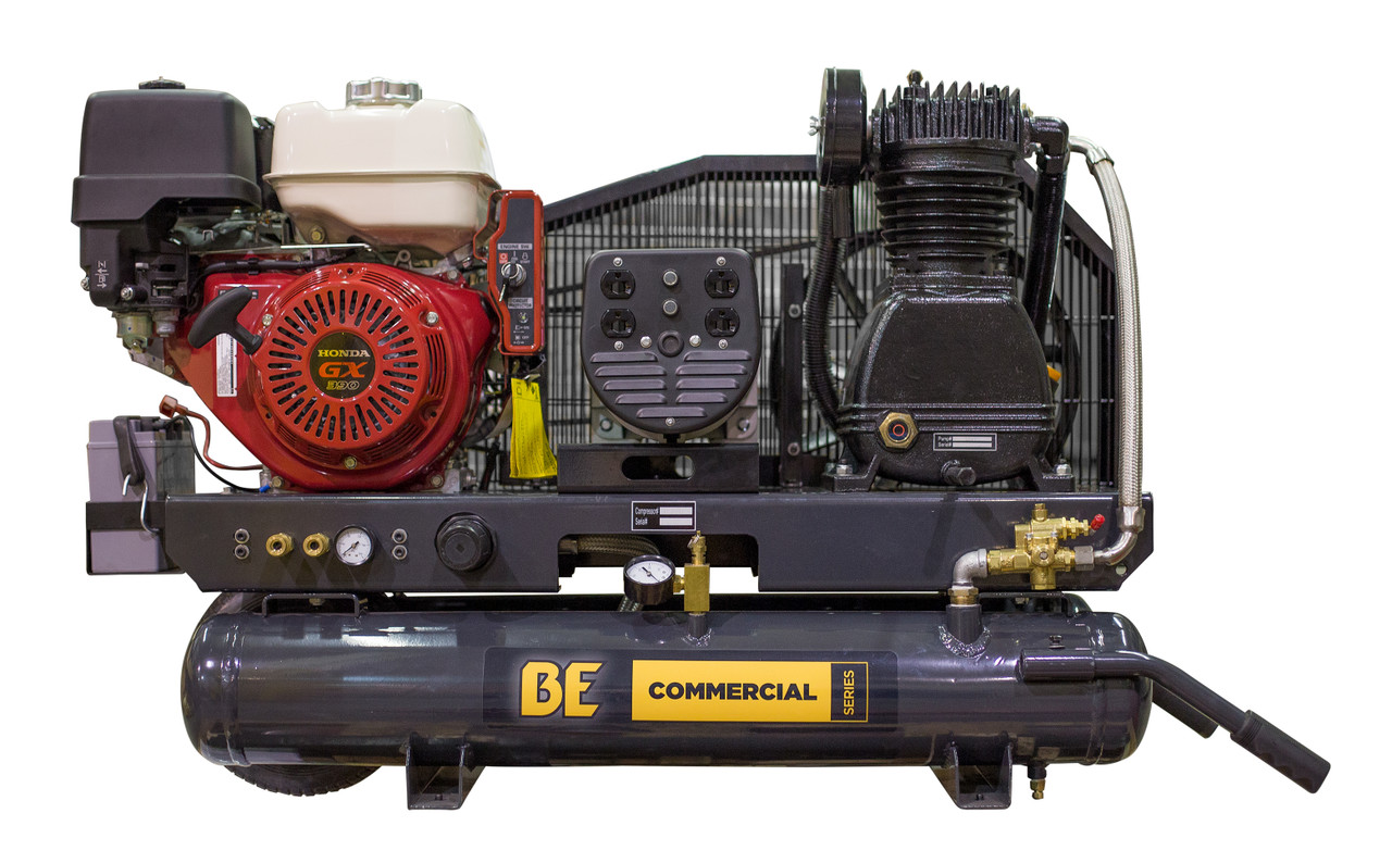 BE AC138HEG2 16 CFM @ 175 PSI - 8 Gallon, Portable Gas Air Compressor ...