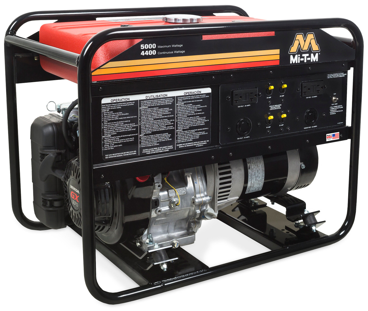 Mi-T-M 5000-Watt Gas Generator with Honda GX270 Engine - Spraywell