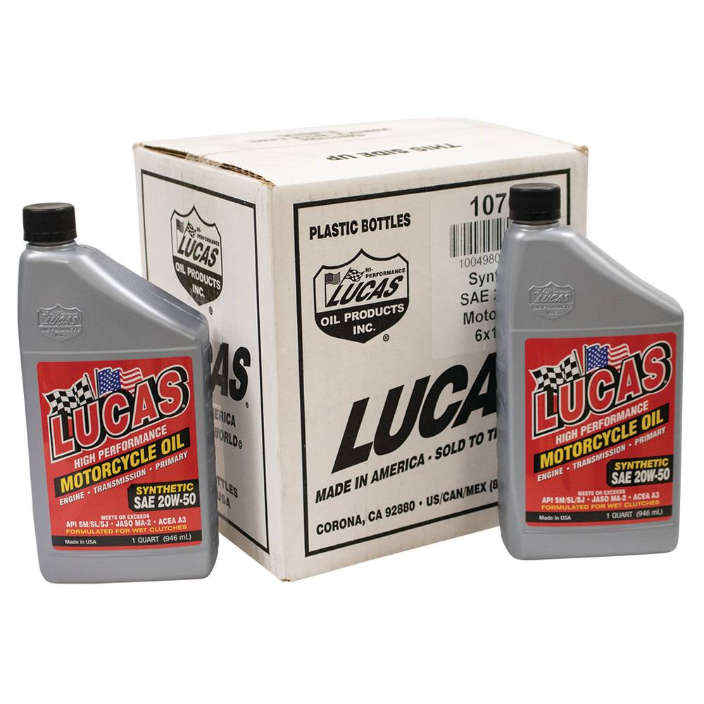 Lucas Oil 051-669 Motorcycle Oil, Synthetic 20W-50, Six 32 oz. bottles ...