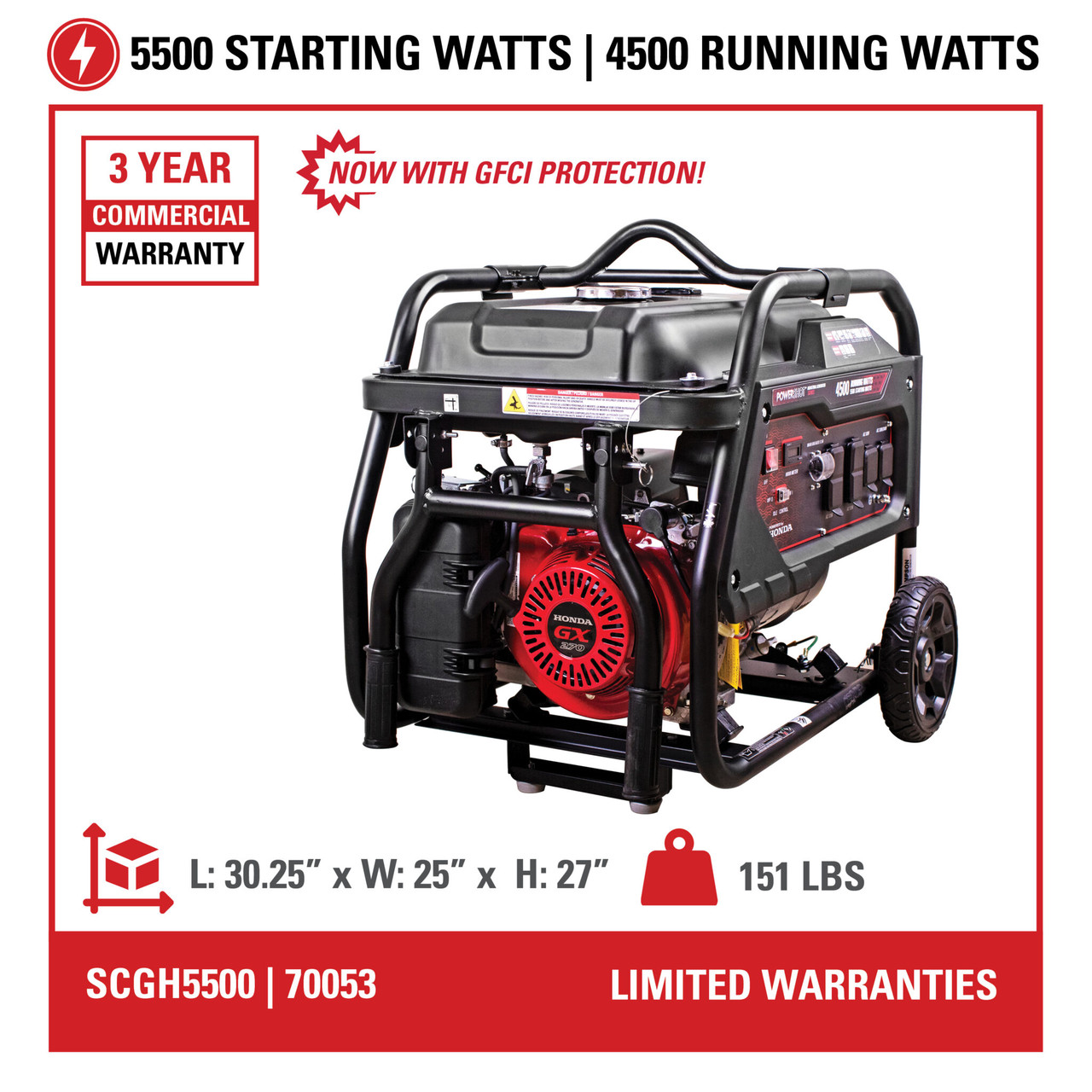 Simpson SCHH5500 4500 Watt Portable Industrial Generator with Honda ...