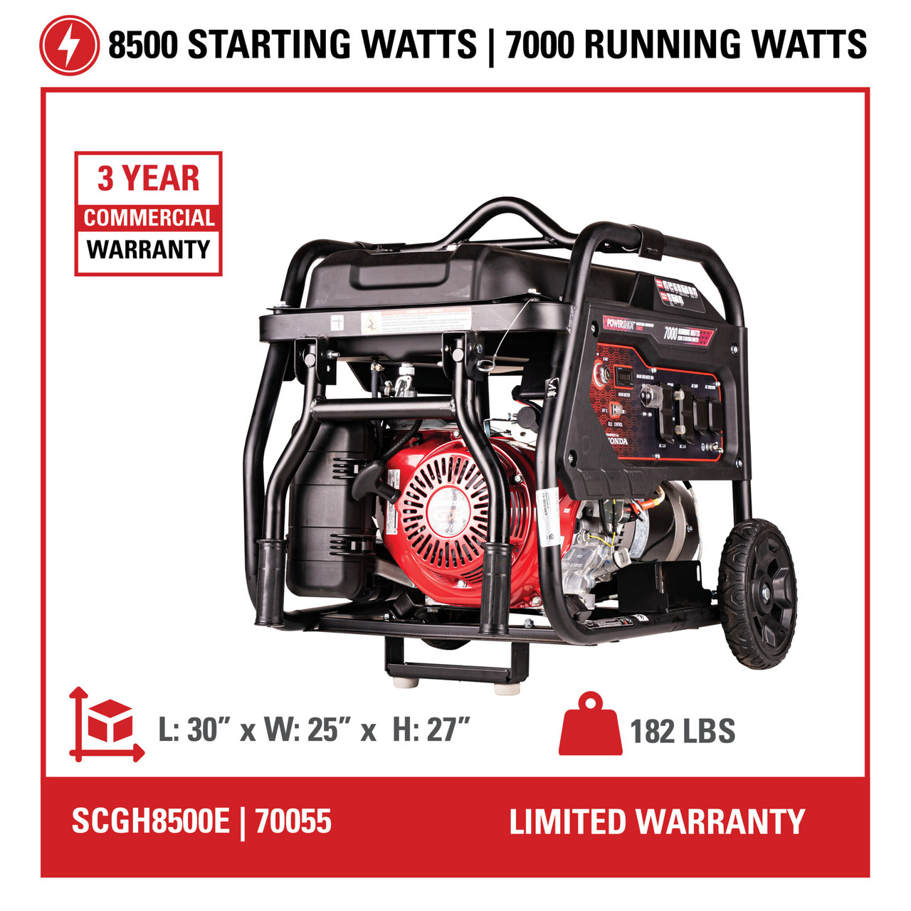 Simpson 70055 SCGH8500E Industrial 7000 Watt Portable Generator with ...
