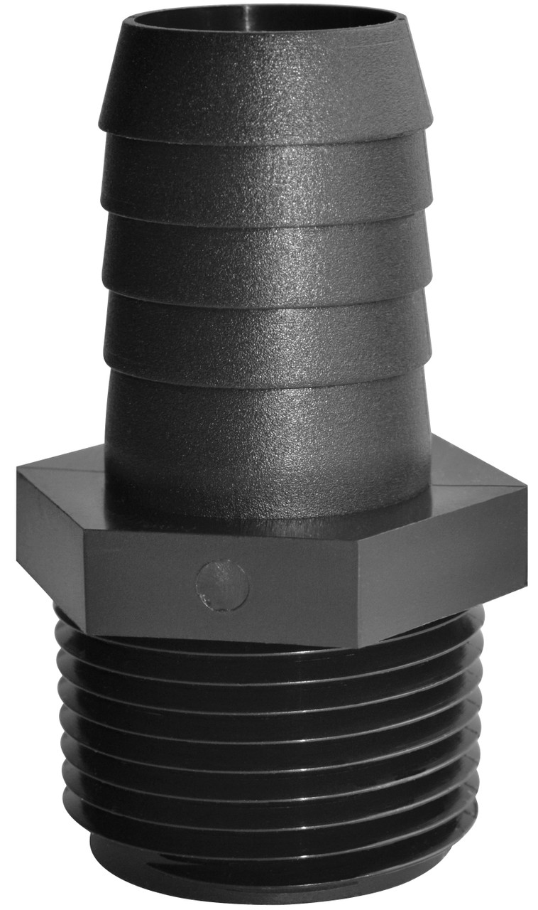 TerreMax Straight Adapter 2" Male NPT X 1-1/2" Hose Barb Fitting (Poly ...