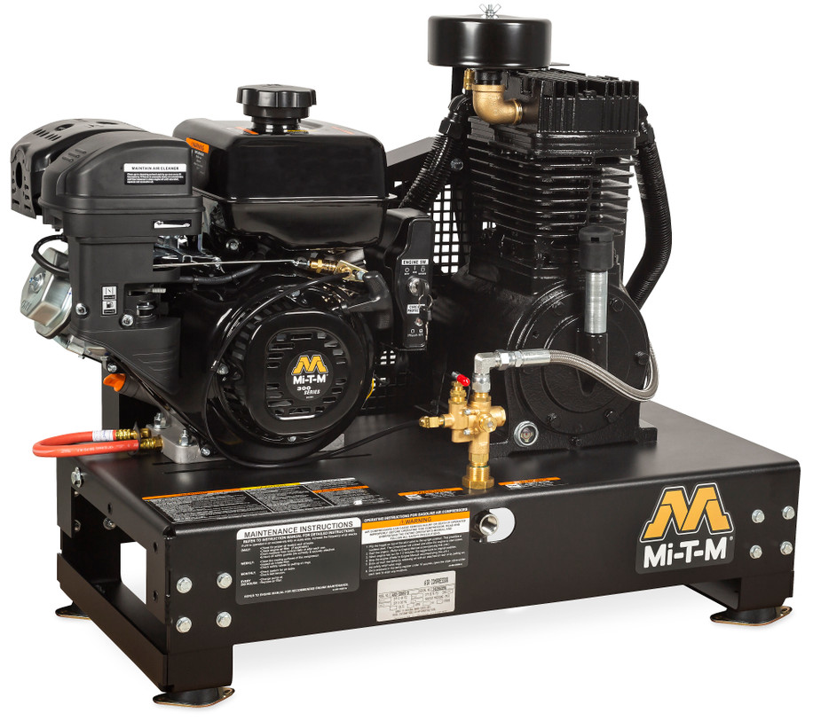 Mi-T-M 17.2 CFM at 175 PSI Base-Mount Two Stage Tankless Gas Air ...