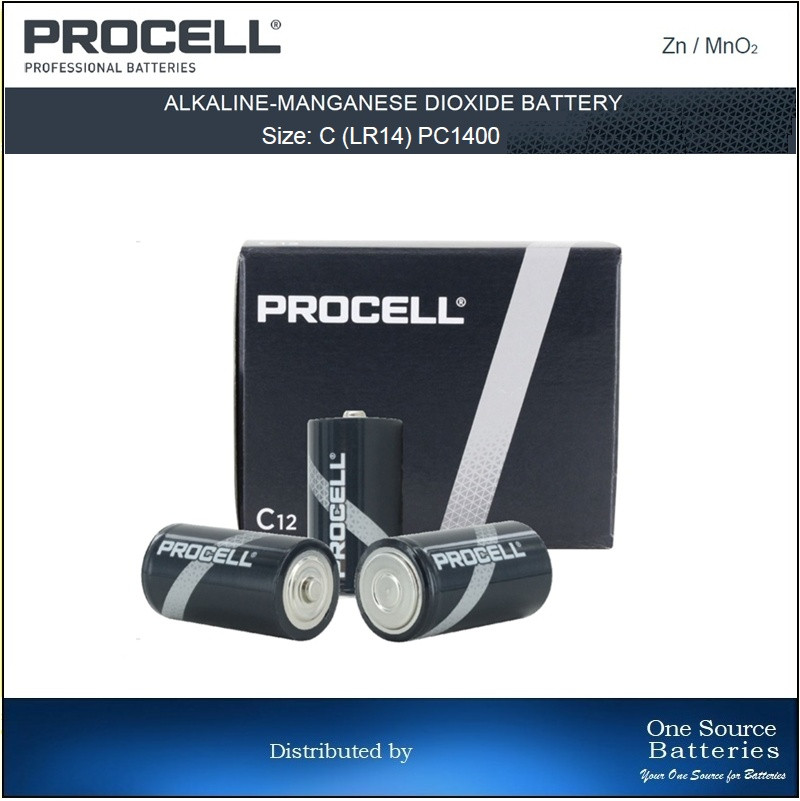 Duracell Procell PC1400 1.5 Volt, Alkaline C Batteries 12 Pack