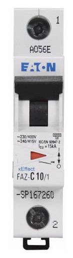 Eaton FAZ-C10/1-SP Din Rail Mounted Circuit Breakers FAZ 1P 10A 277V 50/60Hz 1Ph EA