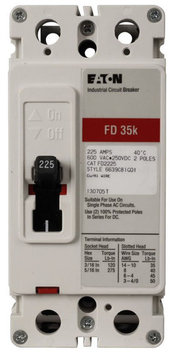 Eaton FD2050 Molded Case Breakers (MCCBs) FD 2P 50A 600V 50/60Hz 2Ph F ...