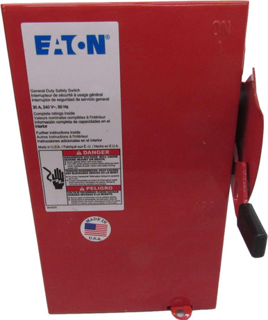 Eaton DG221NGBLORED Safety Switches DG 2P 30A 240V 50/60Hz 1Ph Fusible ...