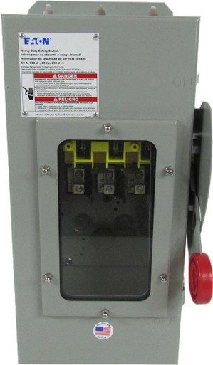 Eaton DH362UDKW2 Safety Switches DH 3P 60A 600V 50/60Hz 3Ph Non Fusible ...