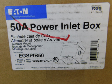 Eaton EGSPIB50 Meter and Meter Socket Accessories Power Inlet Box 50A ...