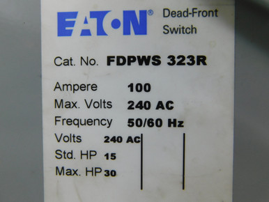 Eaton FDPWS323R Meter and Meter Socket Accessories FDPW 3P 100A 240V 50 ...