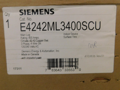 Siemens E4242ML3400SCU Loadcenters and Panelboards 400A 120V 50/60Hz ...